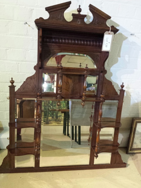Victorian mahogany overmantle, in very good condition, with mirrored ...