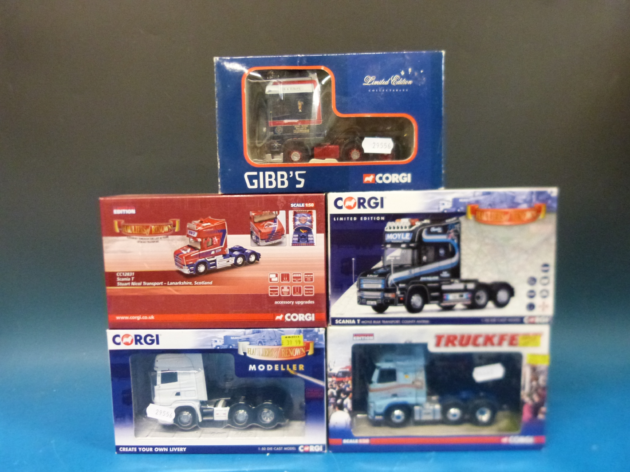 Five Corgi 1:50 scale diecast model lorry tractor units, three Hauliers ...