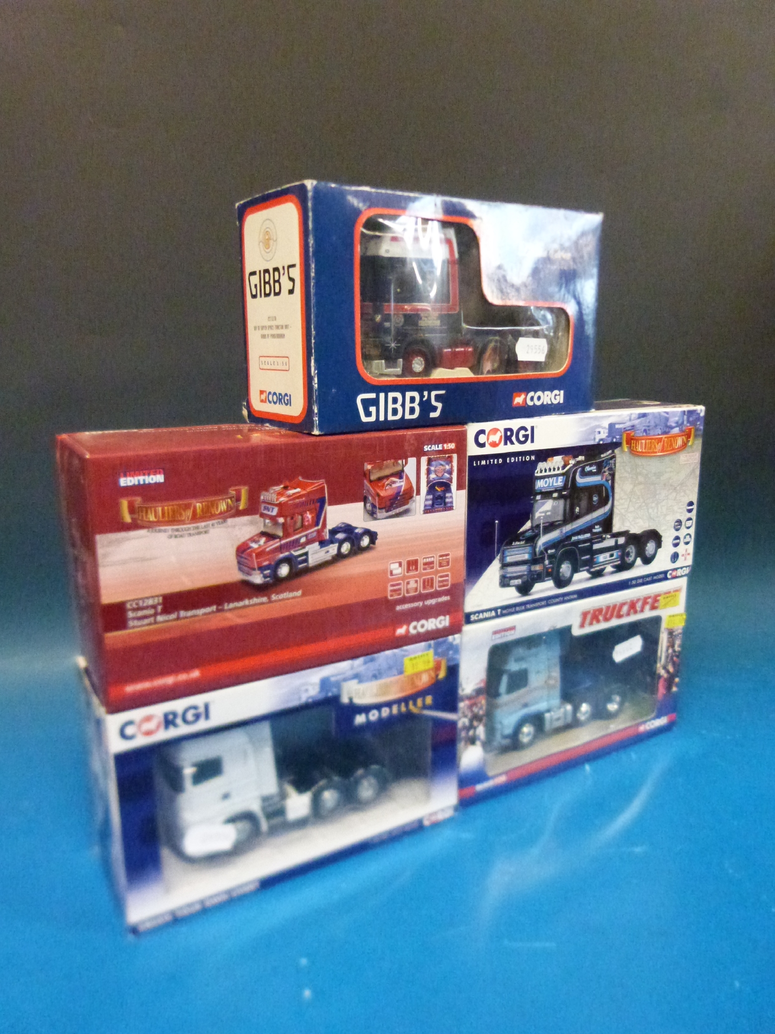 Five Corgi 1:50 scale diecast model lorry tractor units, three Hauliers ...