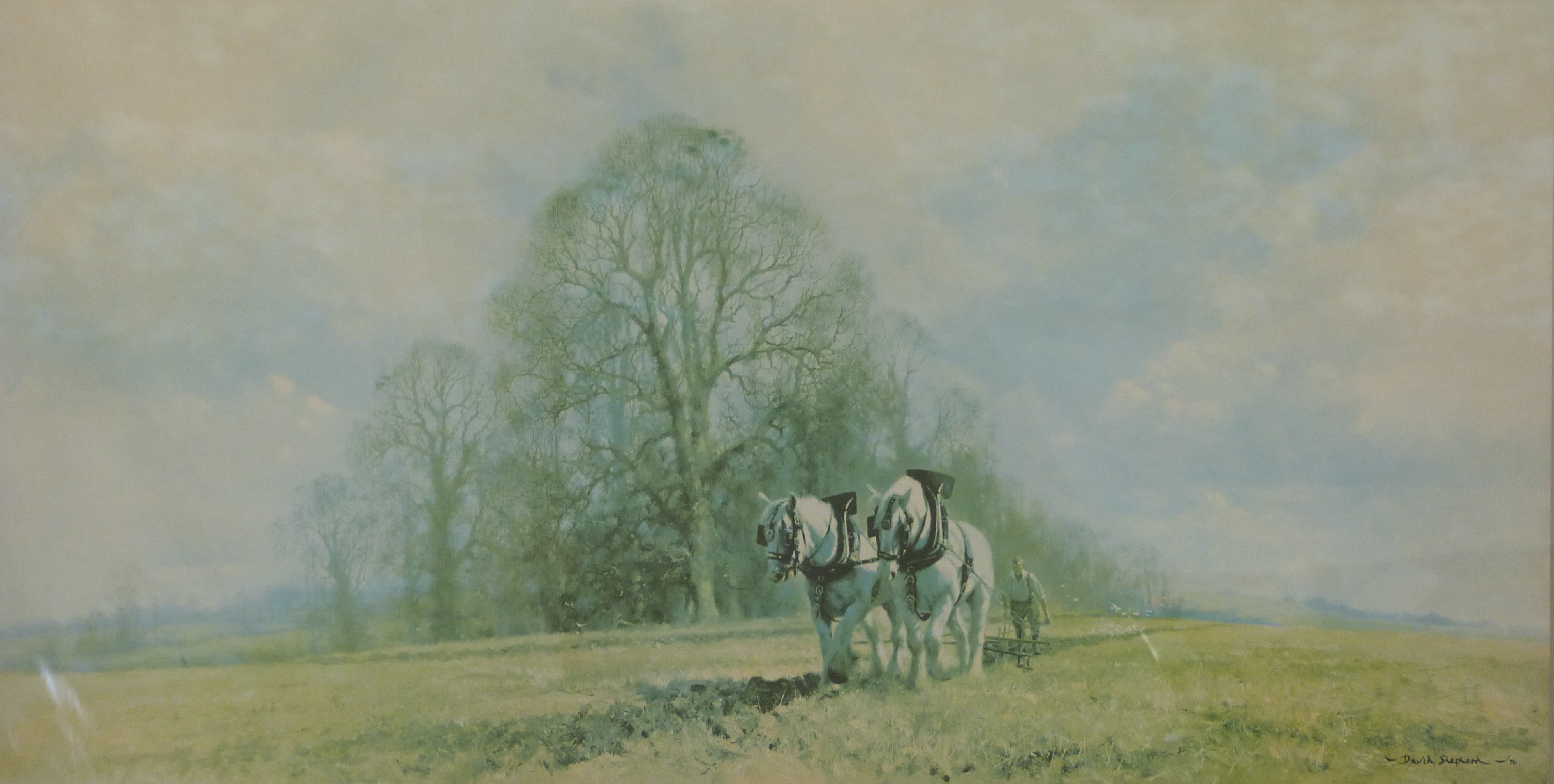 David Shepherd signed limited edition 'Spring Ploughing' print of shire ...