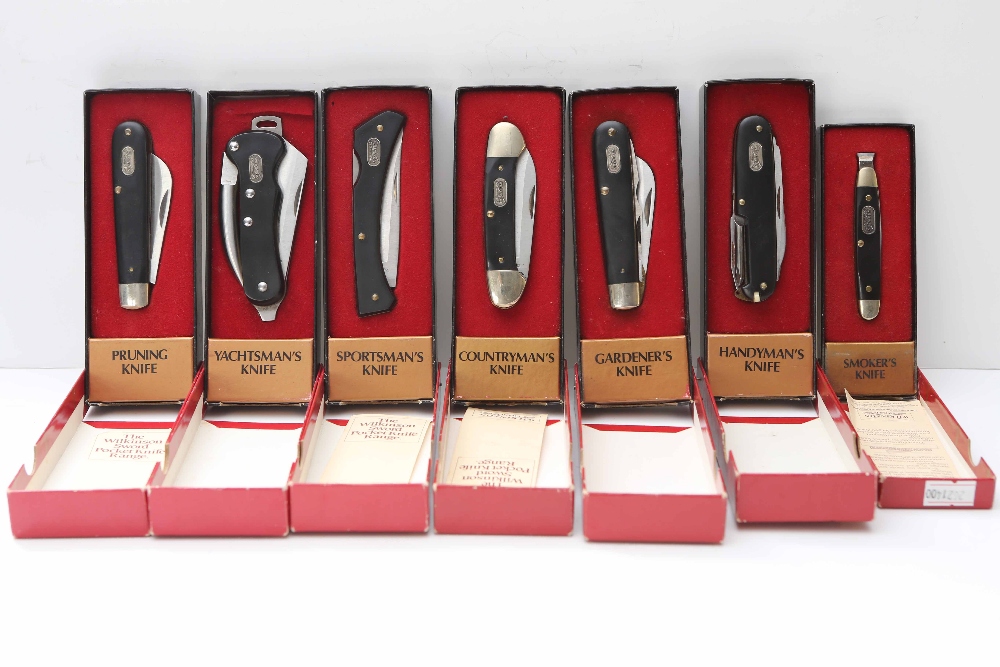 Collection of 7 different Wilkinson Sword pocket knives unused, in ...