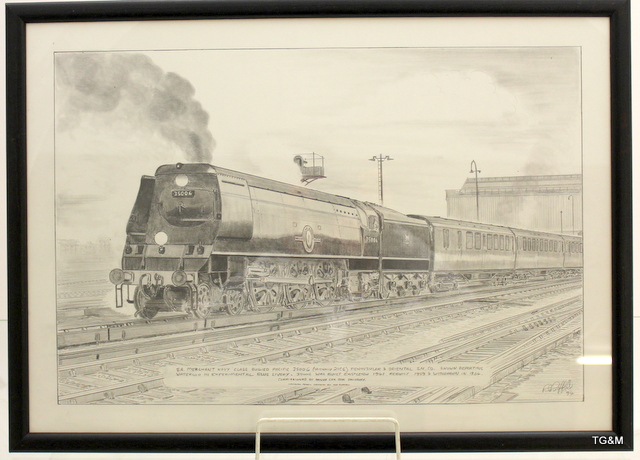 The late Ray Ruffell pencil drawing of steam locomotive dated 1994 ...