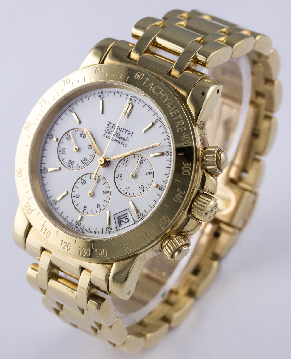 A FINE & RARE GENTLEMAN'S 18K SOLID GOLD ZENITH EL PRIMERO RAINBOW ...