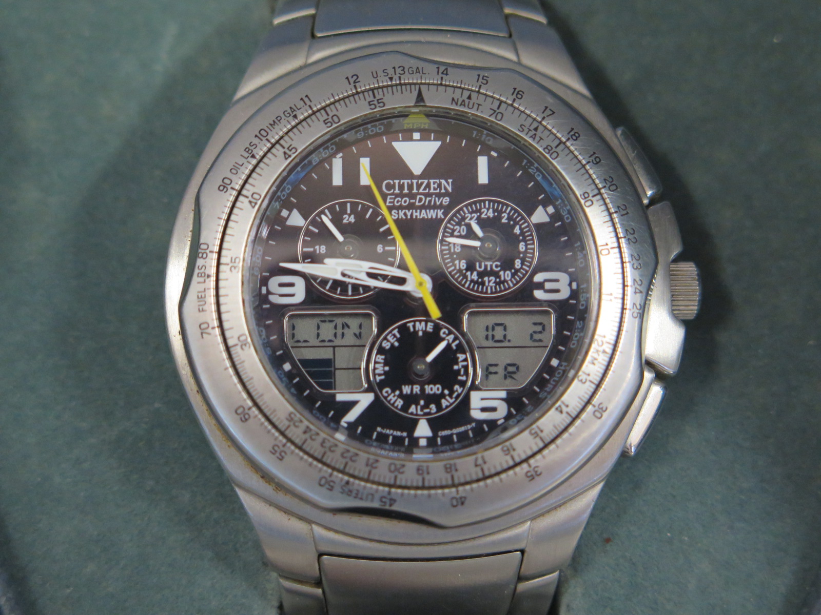 A Citizen Eco-Drive World Time Skyhawk Chronograph, stainless steel ...