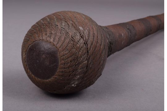 A Zulu knobkerrie, South Africa, wood with a spherical head and with ...
