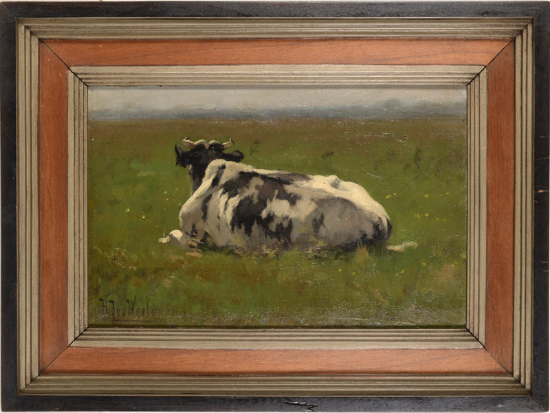 Herman Johannes van der Weele (1852-1930), 'Liggende koe', gesigneerd ...