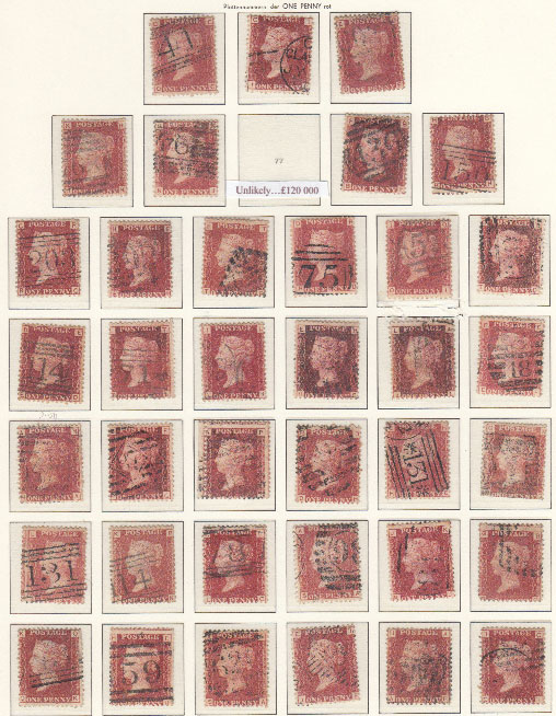 Plated Penny Red Collection on Album Pages, 1858/64. Fine used, only ...
