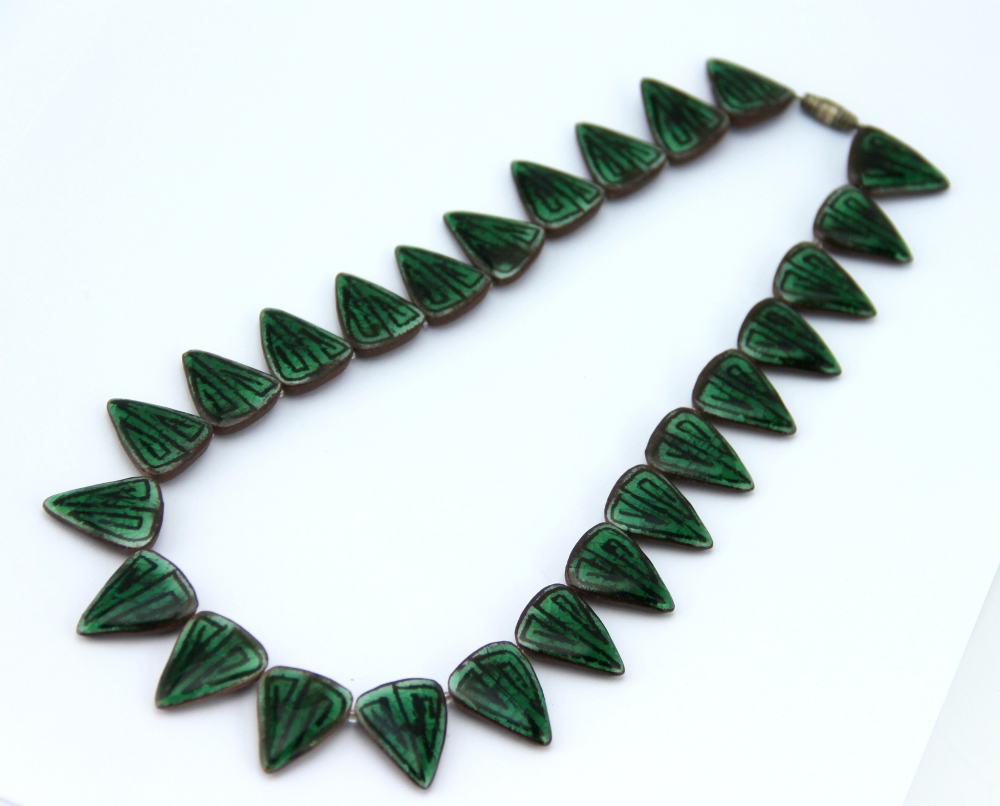 An Alice Lund, Denmark ceramic necklace, 1950's, designed as a fringe ...