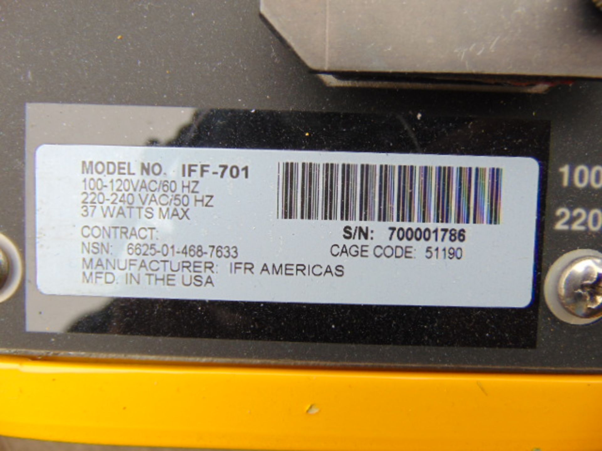 You are bidding on a IFR Aeroflex IFF-701 Aircraft Transponder Test Set ...