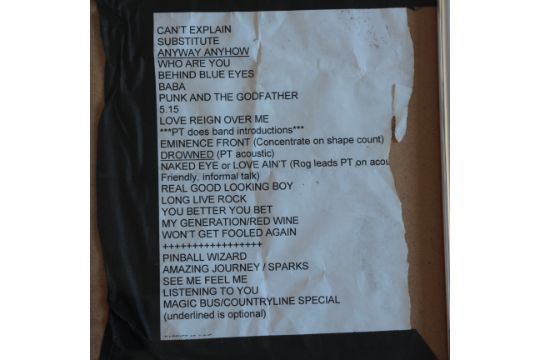 The Who set list taken from the stage floor in the area where Pete ...