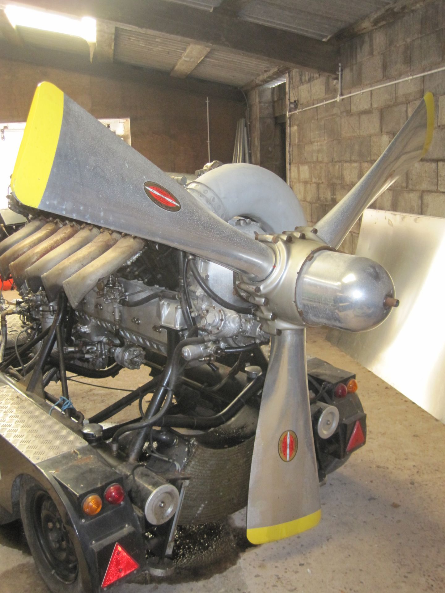 Rolls-Royce Merlin 24 V12 engine mounted to twin axle display trailer ...