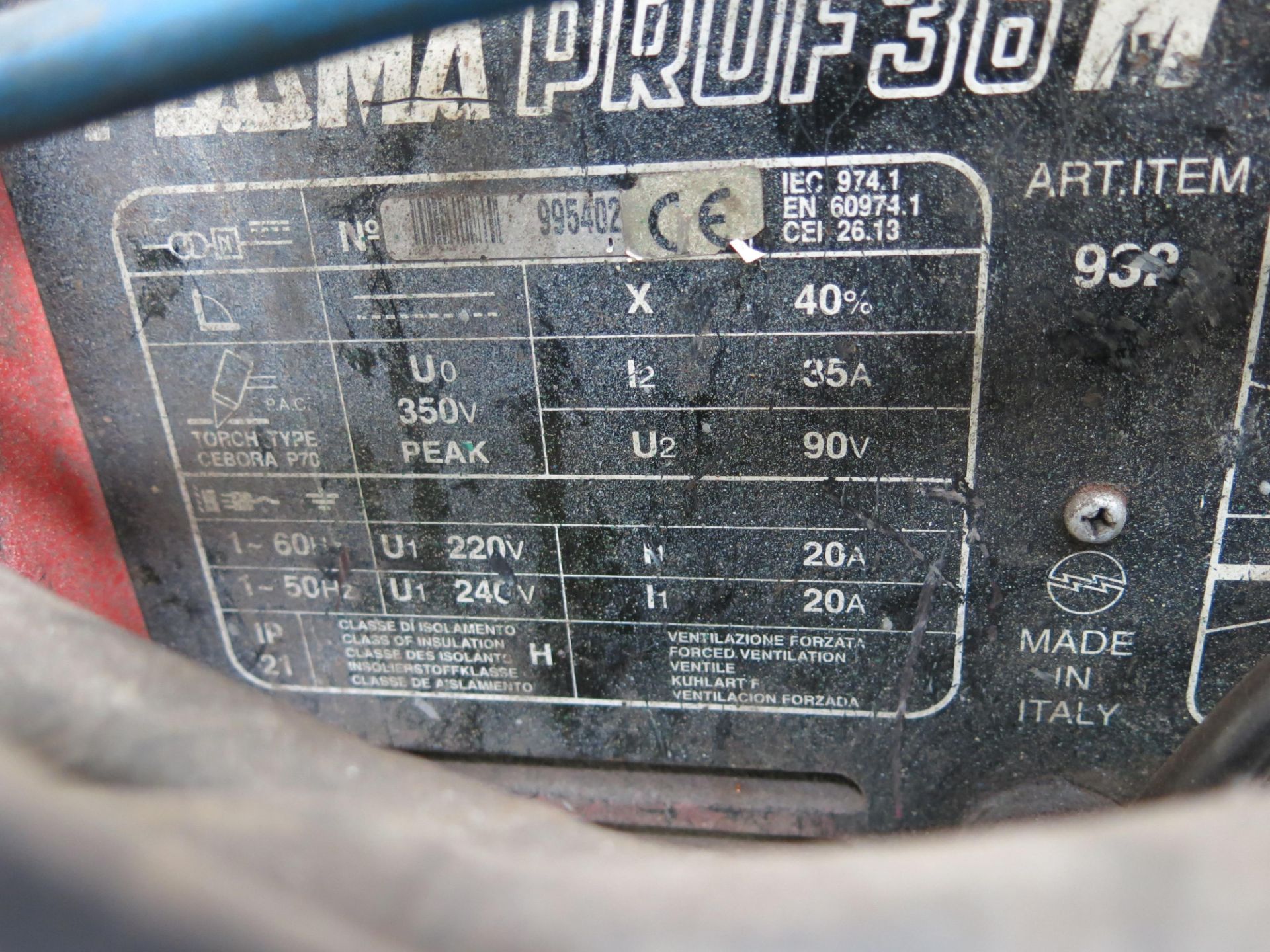 * A Cebora Plasma Prof 36 plasma cutter, 1ph