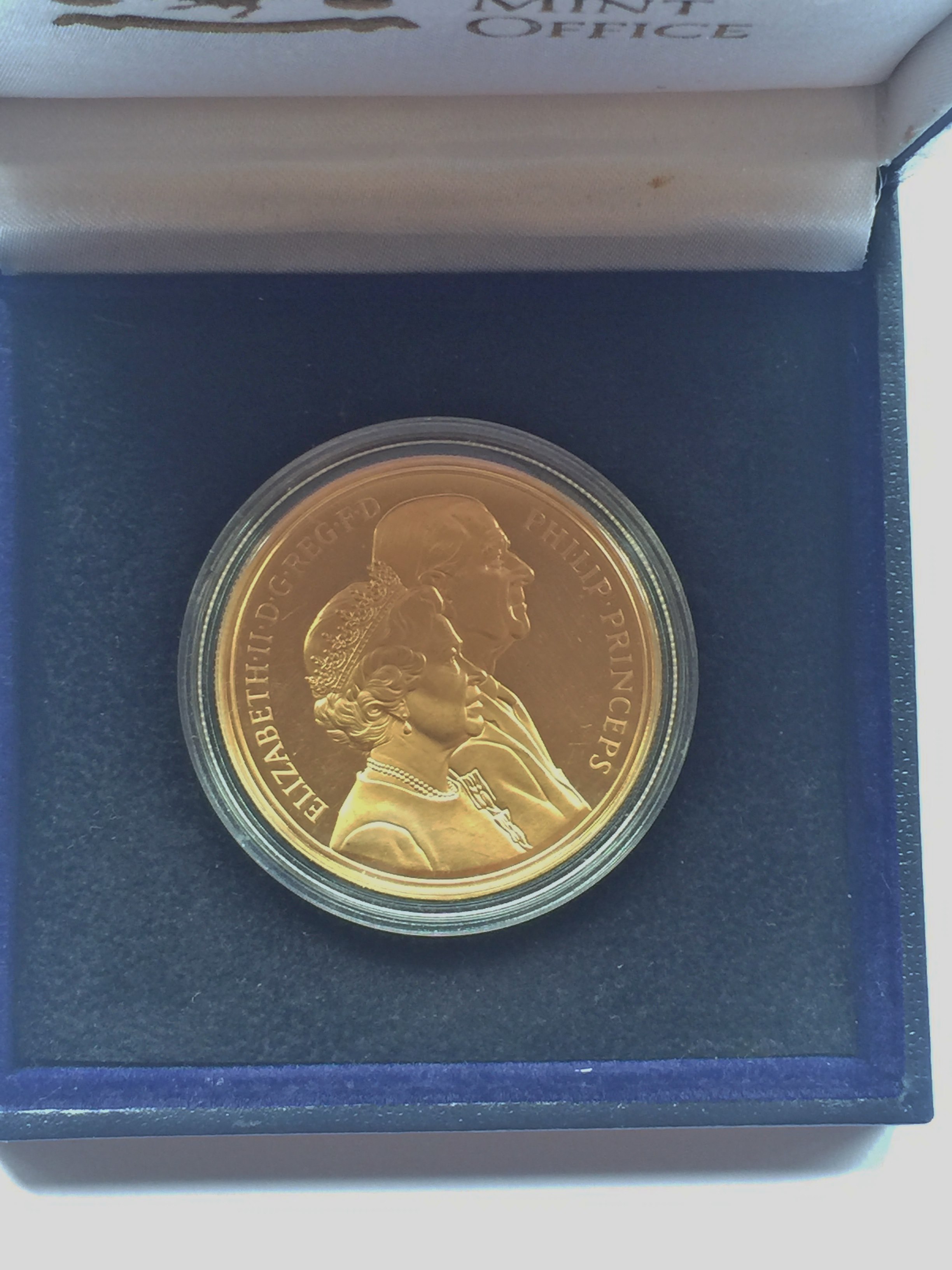 Queen Elizabeth II 1947-1997 Gold Proof Five Pound Coin celebrating the ...