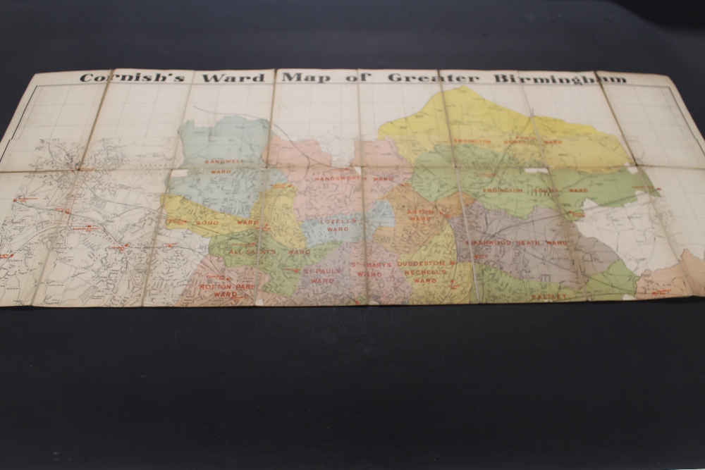 CORNISH'S MAP OF GREATER BIRMINGHAM, showing Municipal wards in colour ...