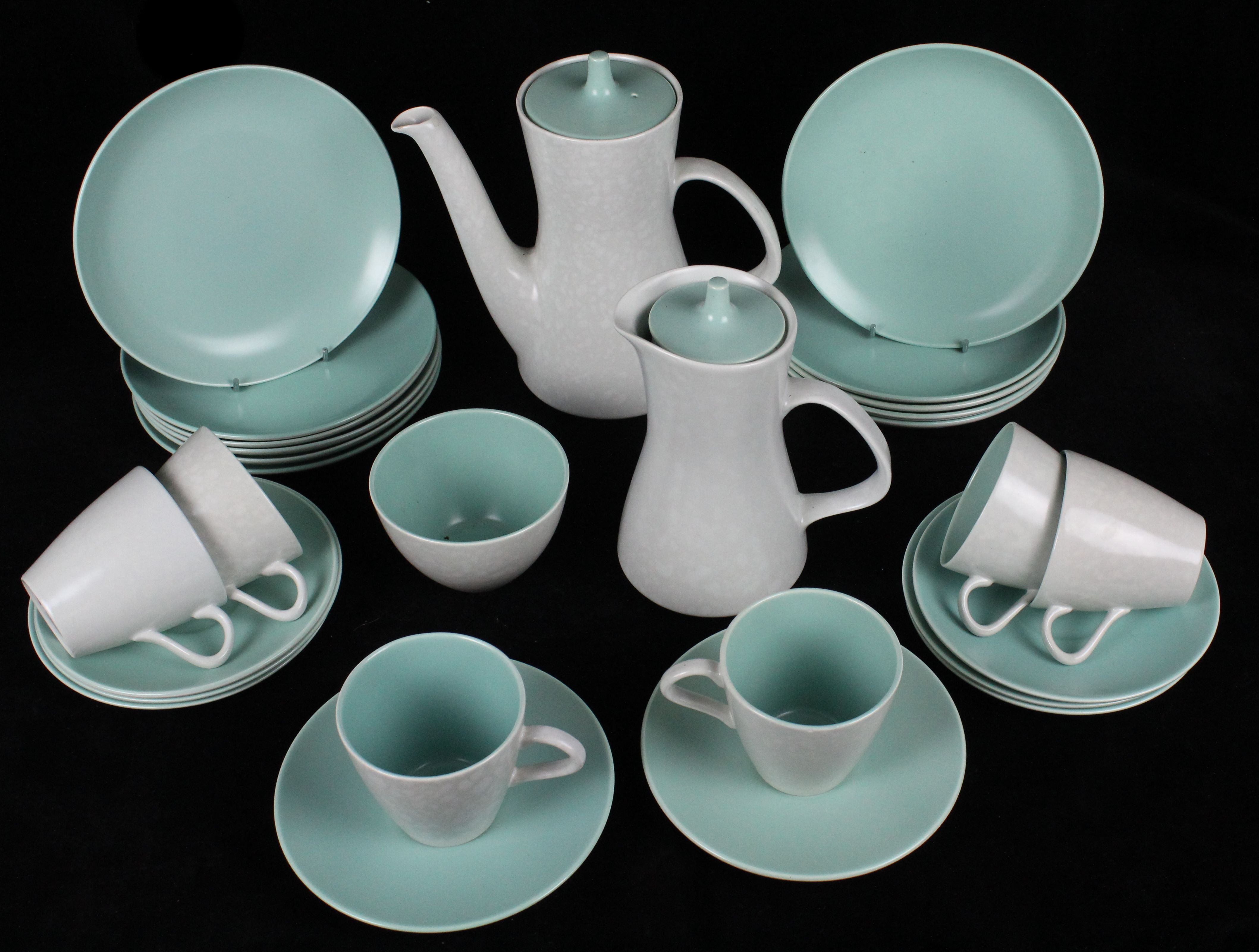 A vintage Poole Pottery twin tone tea service designed by Guy Sydenham ...