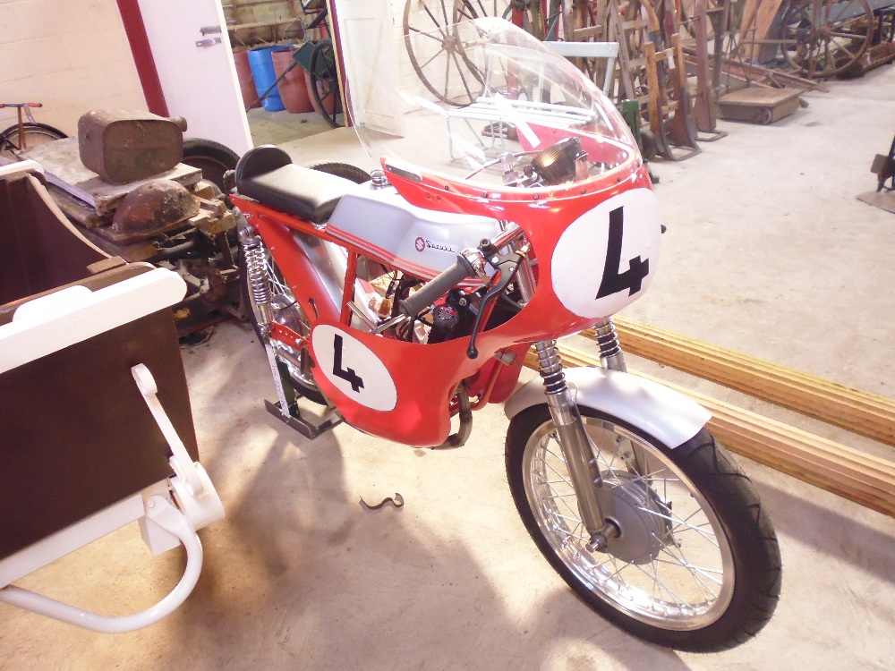 Suzuki 50cc race bike. Based upon a 1960s water-cooled TR50cc. Engine ...