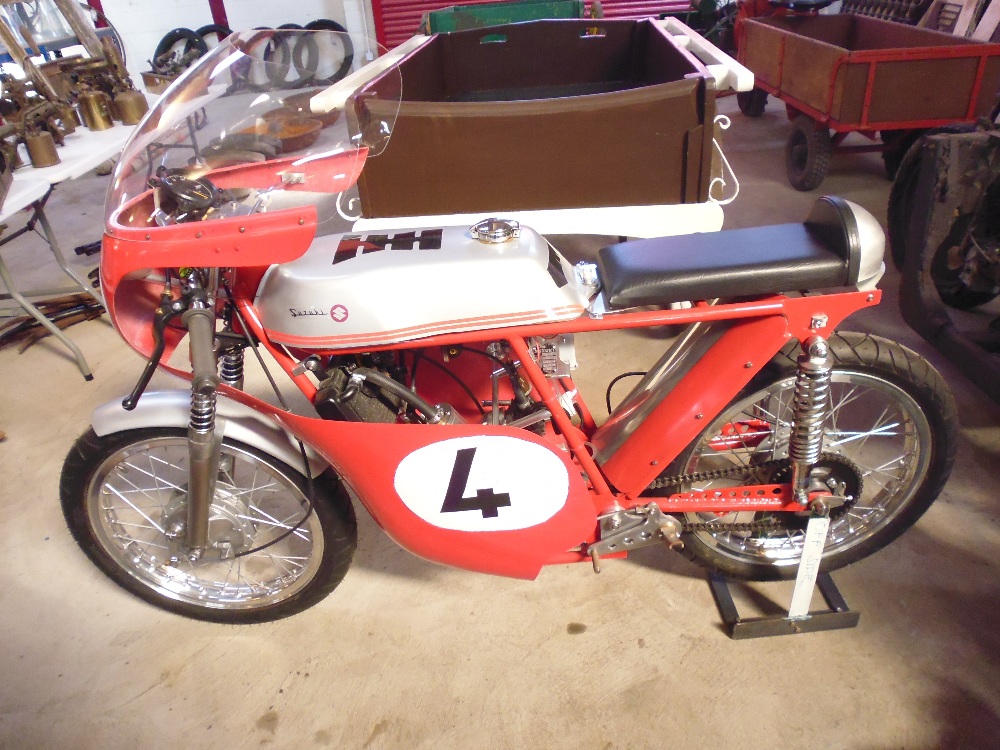 Suzuki 50cc race bike. Based upon a 1960s water-cooled TR50cc. Engine ...