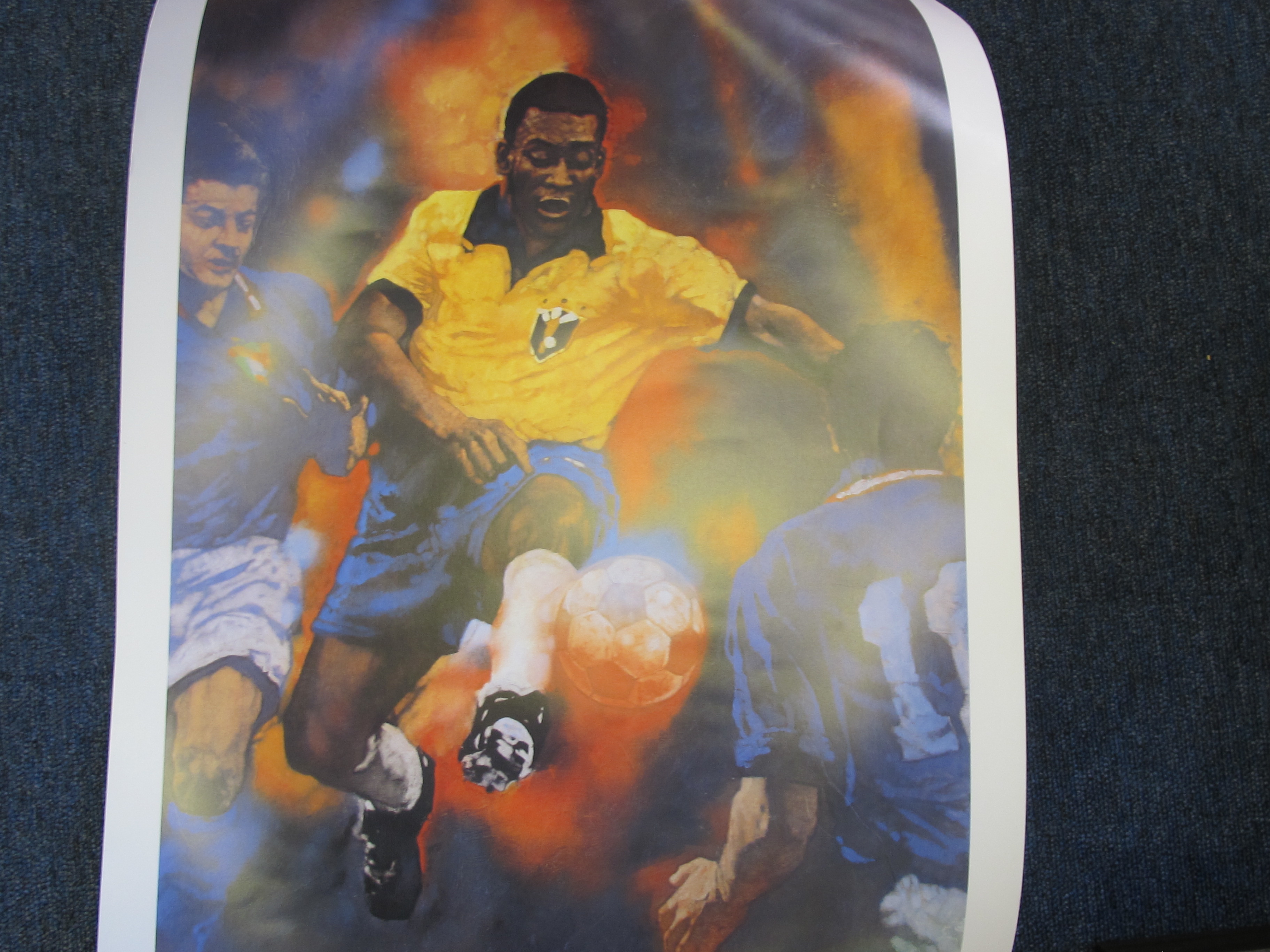Pele signed limited edition print, Pele depicted in action for Brazil ...