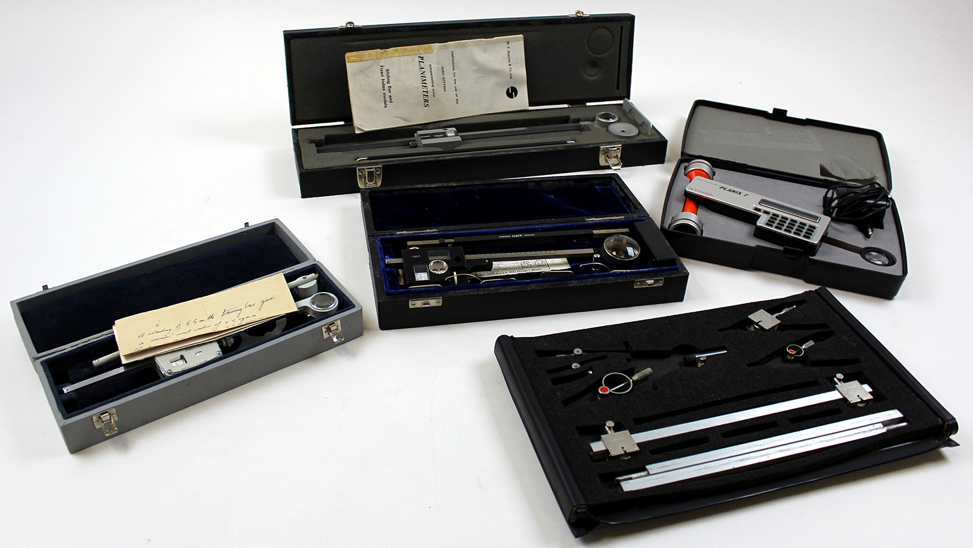 Five planimeters, makes comprise Haff 315, Allbrit, Reiss Precision ...