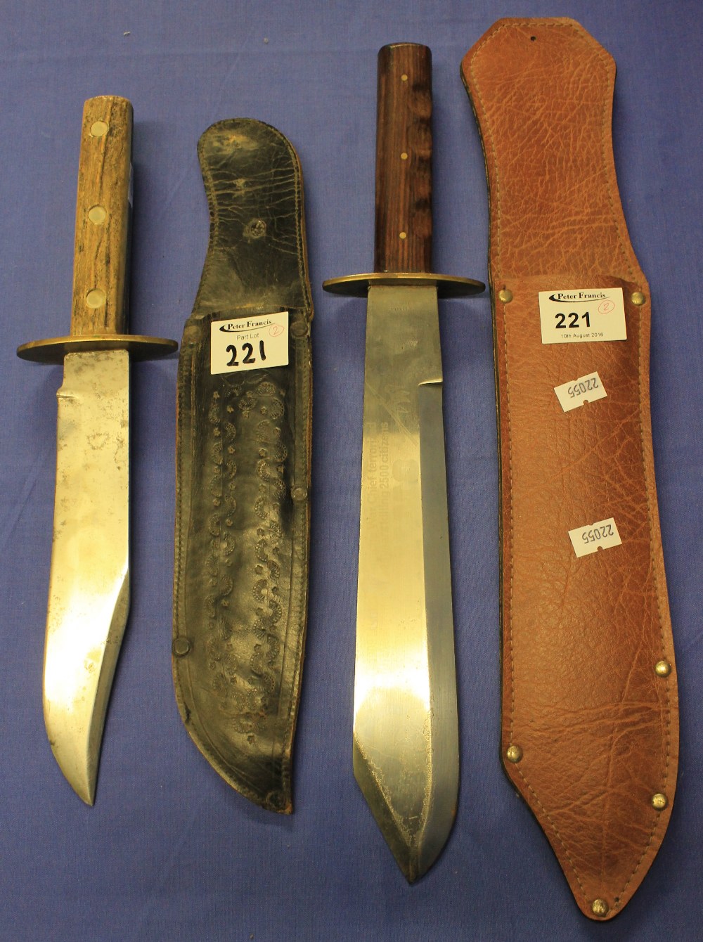 Sussex Armory stainless steel bladed 'Geronimo' Bowie knife with wooden ...