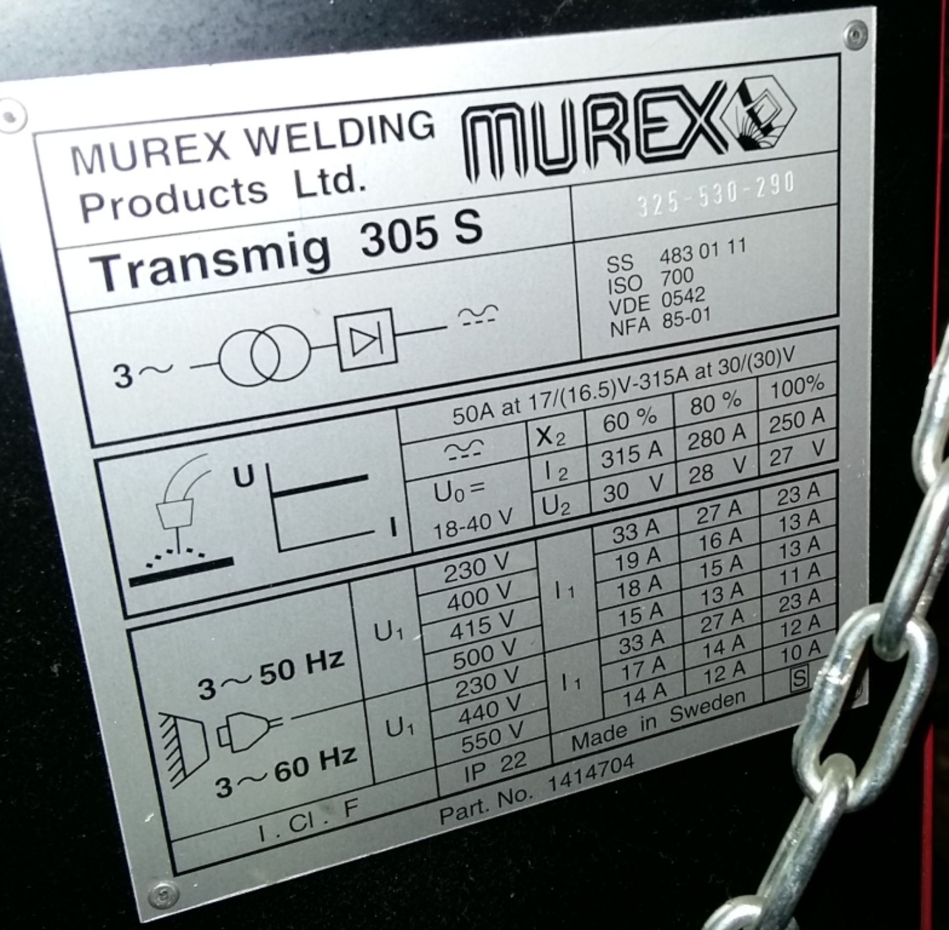 Murex Transmig 305S welder, Transmatic 2x2 wire feed unit