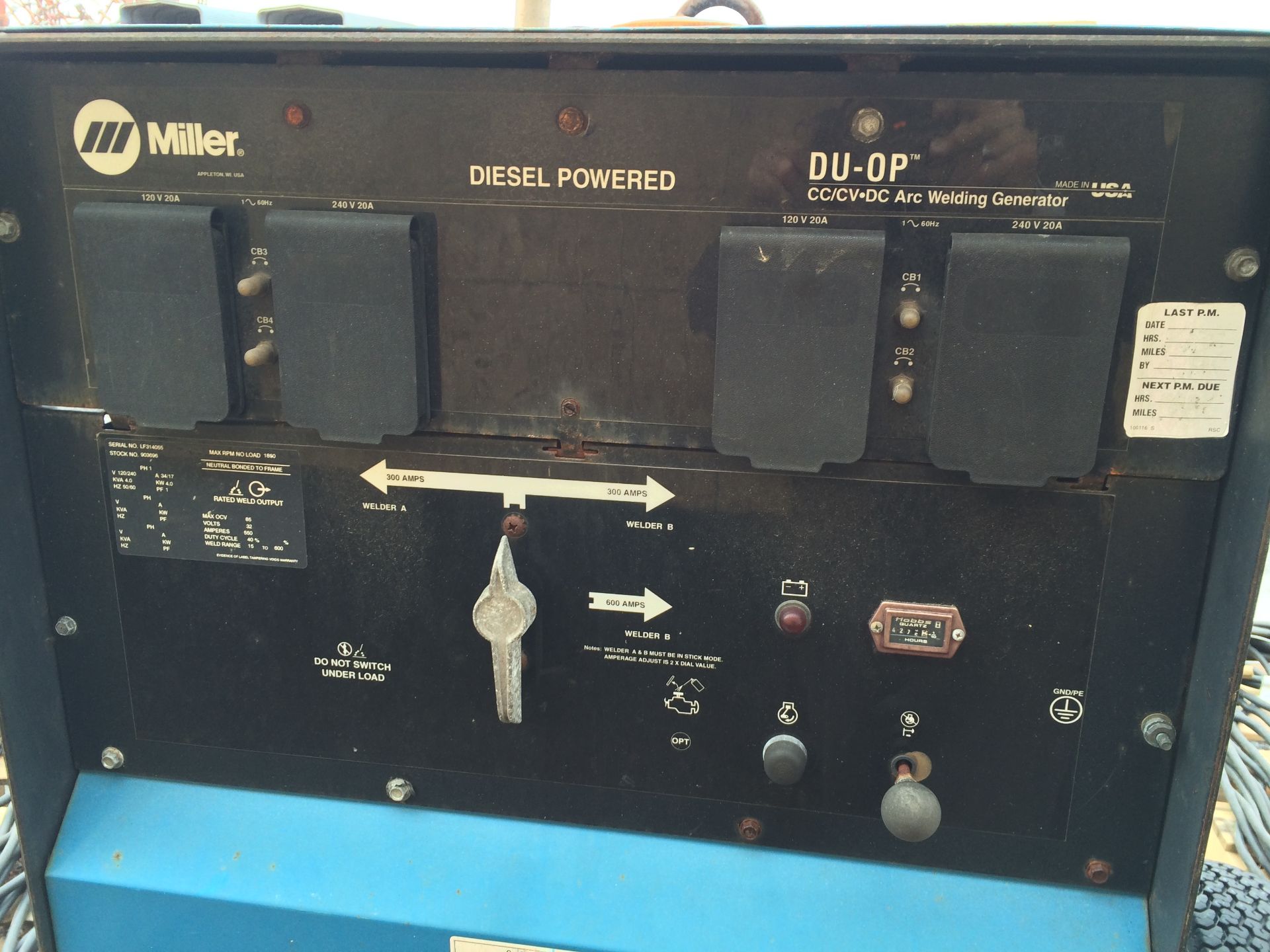 Lot 330 - Miller DU-OP Welder/Generator, diesel, w/ trailer, includes 2 ...
