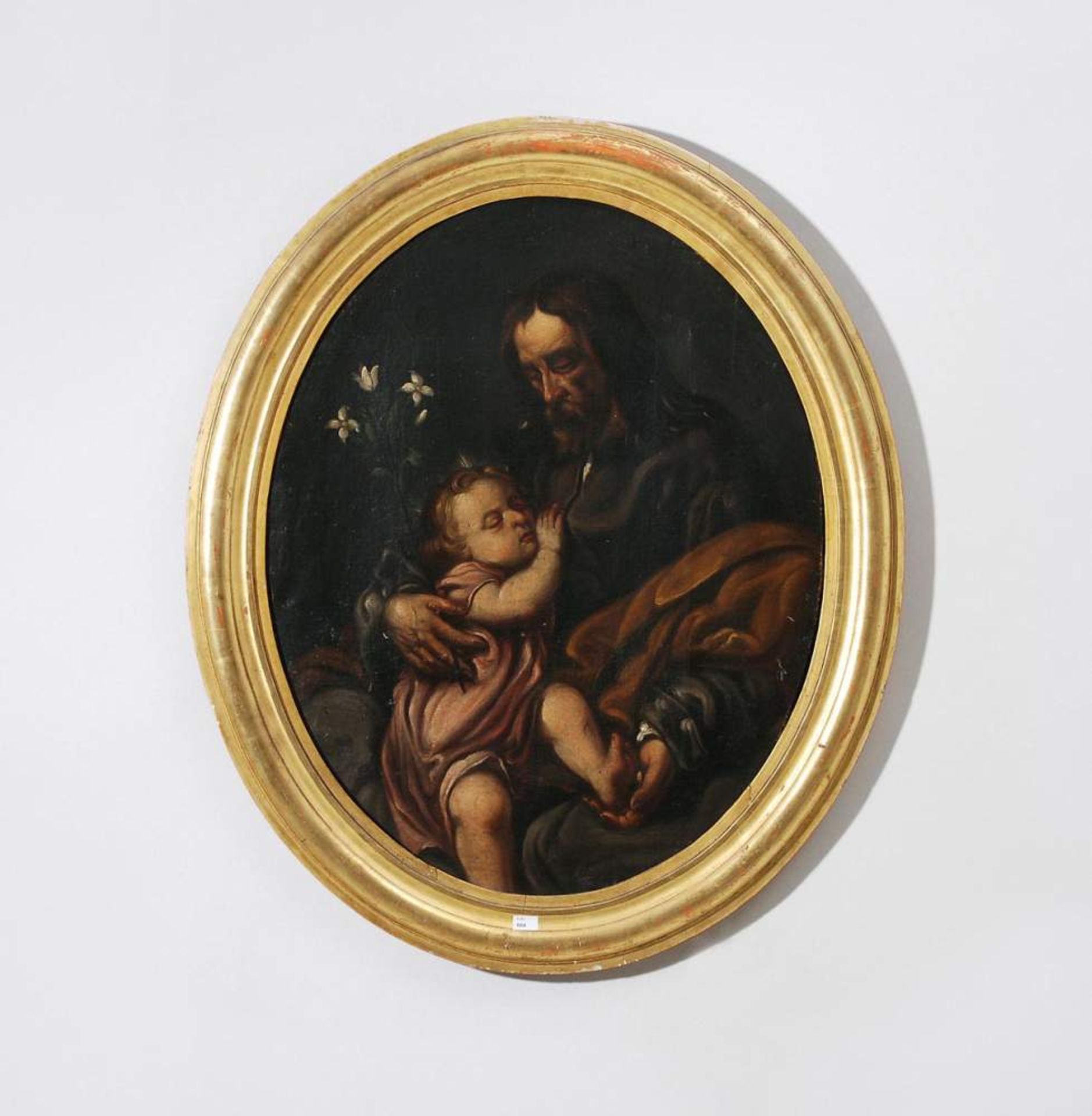 AndachtsbildItalien, Spätbarock. Öl auf Leinwand. Oval. Hl. Joseph mit ...