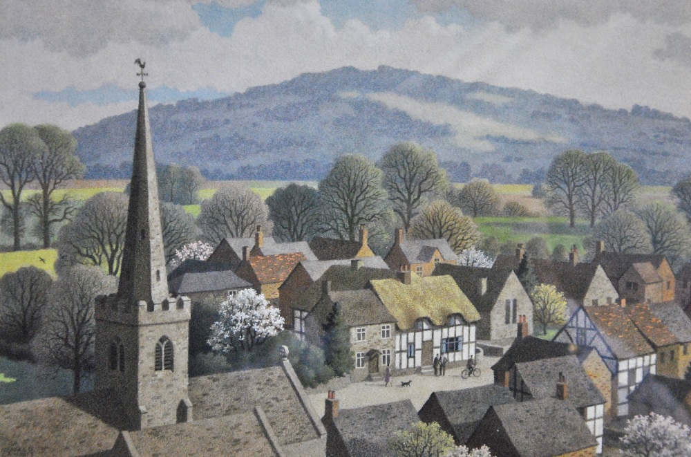Ronald Lampitt - A village view beneath a hill, watercolour, signed ...