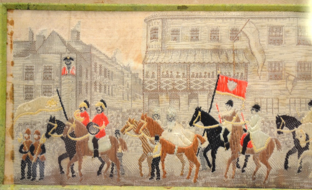 A woven silk Stevengraph, The Lady Godiva Procession, 5 x 15 cm, in ...