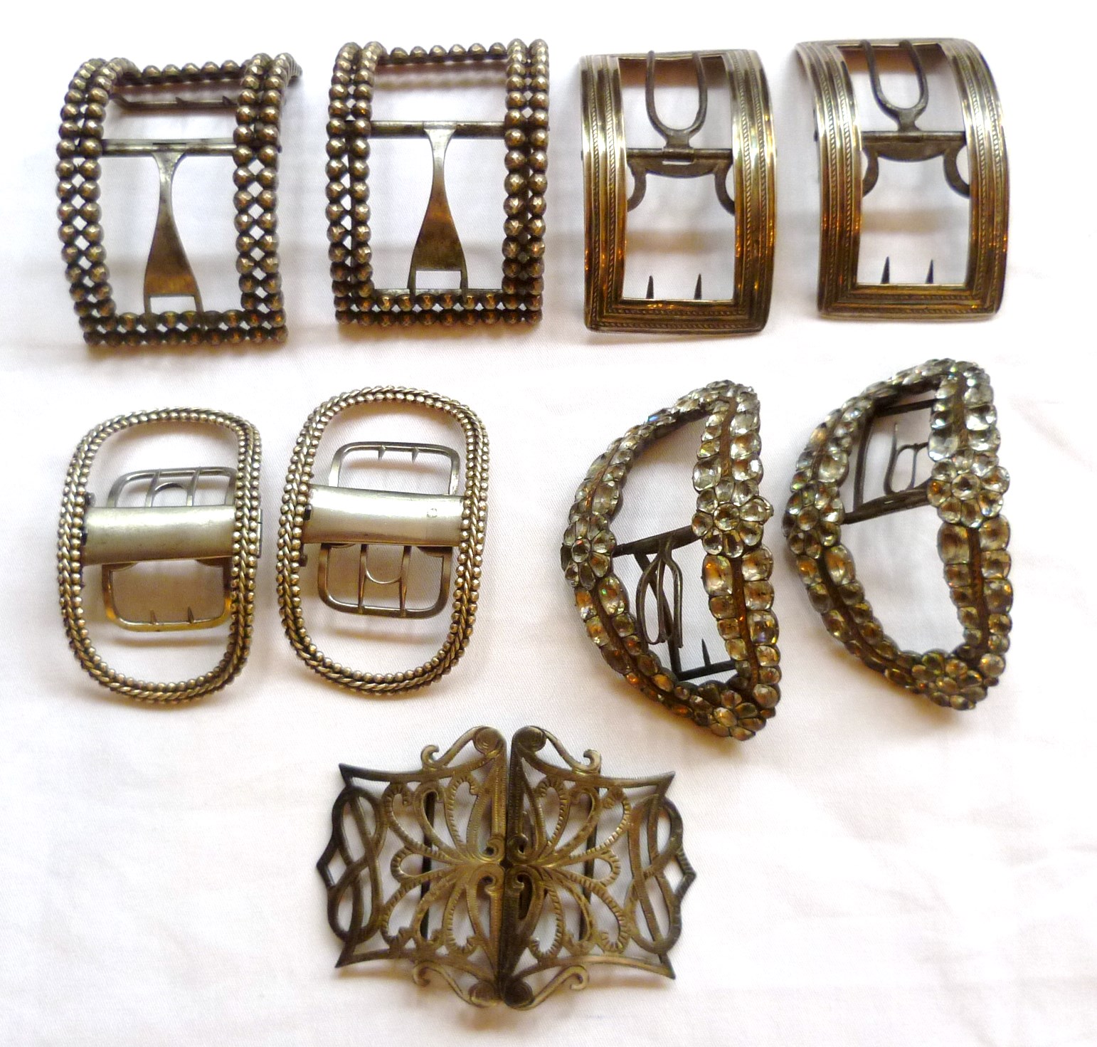 Four pairs of silver / white metal buckles, the earliest circa 1790 ...