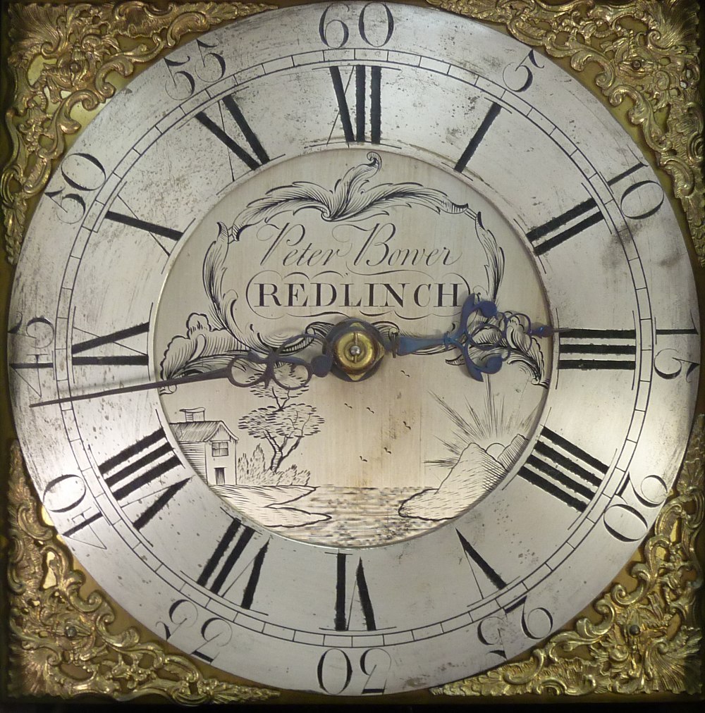 EIGHTEENTH CENTURY OAK LONGCASE CLOCK, signed Peter Bower, Redlinch ...