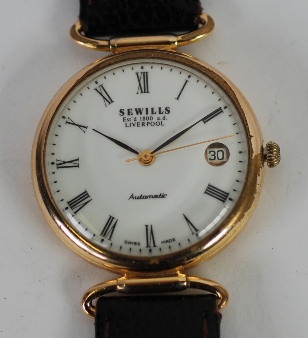 SEWILLS, LIVERPOOL 'EMPIRE' MODEL 9412, GOLD PLATED WRIST WATCH, with ...
