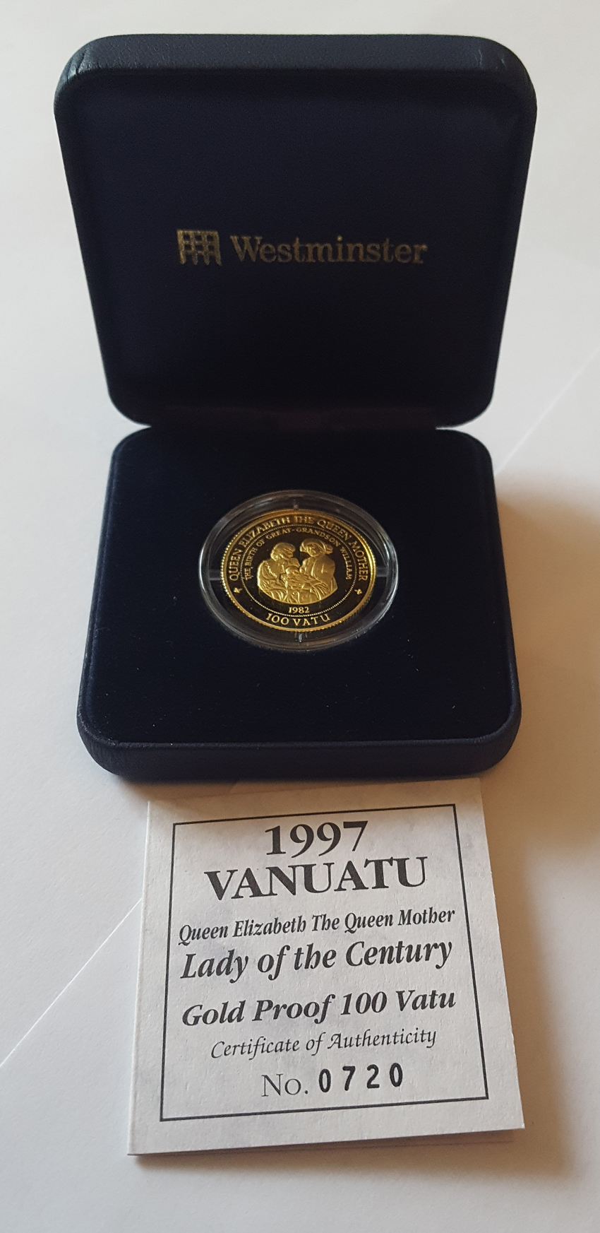 1997 Vanuatu Queen Mother Proof Gold 100 Vatu Coin 14 ct 7.78gm in ...