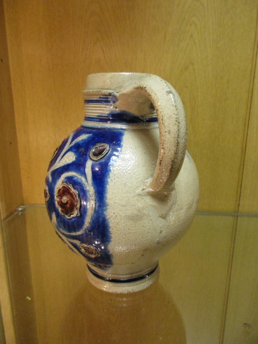 An early 18th century Westerwald jug monogrammed AR for Queen Anne, the ...