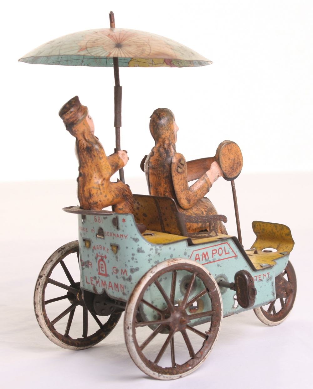 Scarce Lehmann (German) 681 Am Pol Tinplate Clockwork 3 Wheel Car, 1910 ...