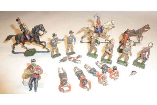Heyde and other figures by various makers, a dog, three cavalry, two ...