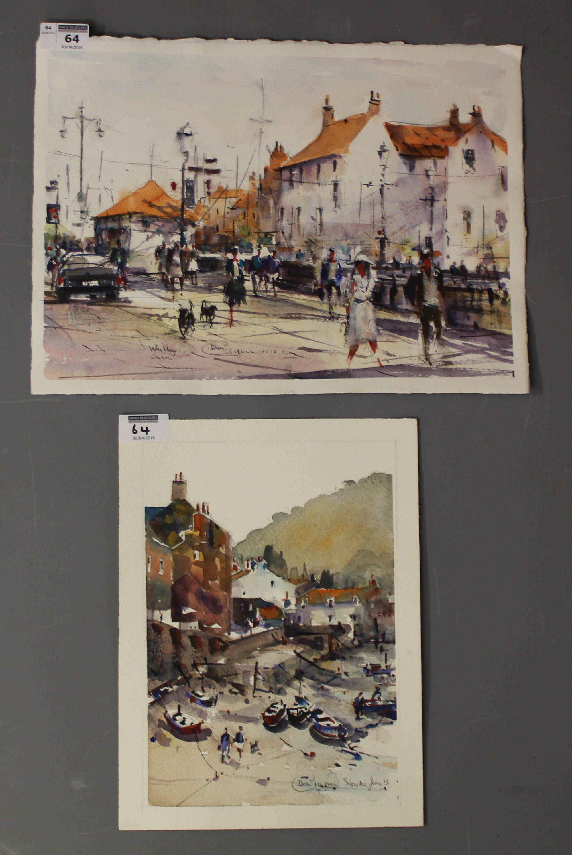 'Whitby', watercolour sketch signed and dated by Don Glynn July 2012 ...