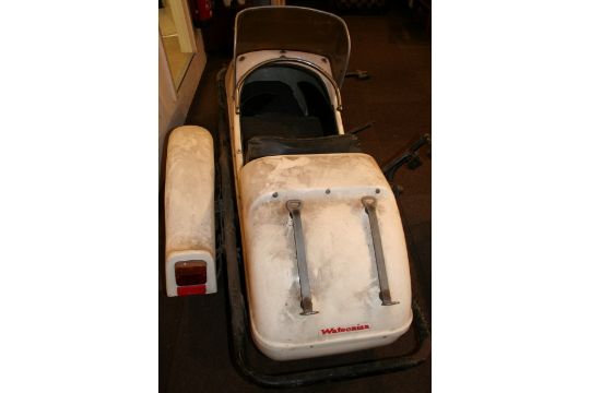 A Watsonian Monza sidecar and chassis, circa 1950's, with a Wolfrace ...