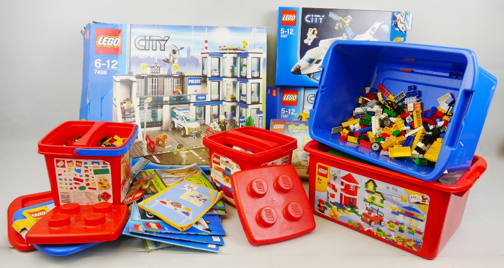 Lego - large quantity of loose sections, some in Lego plastic storage ...