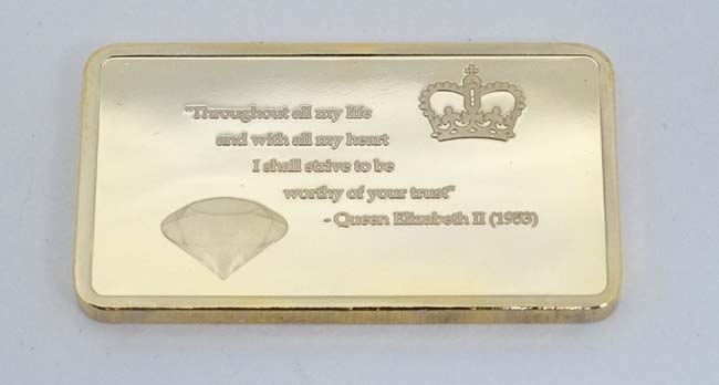 Bullion Bar: A Queen Elizabeth II (1926-) Commemorative 2012 Diamond ...