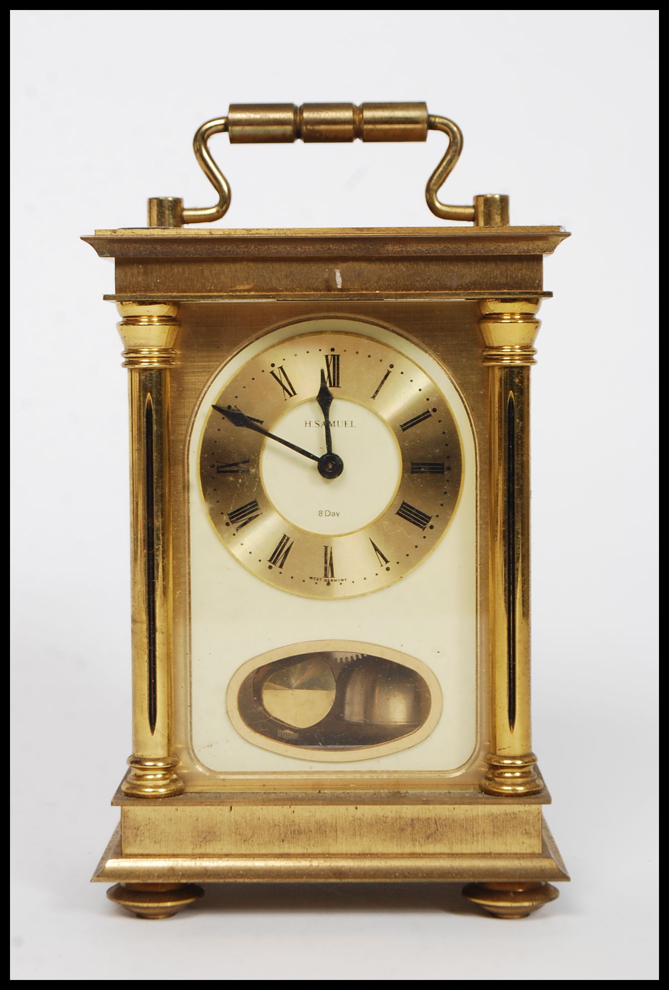A good large H.Samuel brass 8 day carriage clock. The movement striking ...