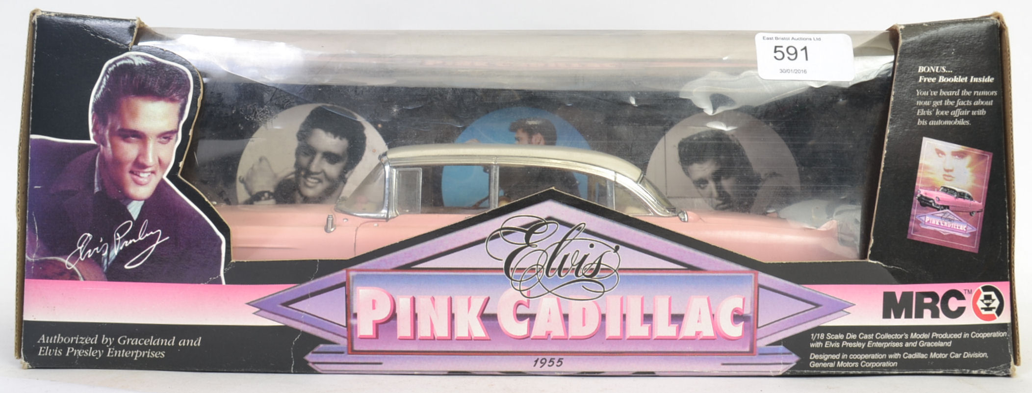 ELVIS: A 1:18 scale MRC Elvis Pink Cadillac diecast model car, within ...