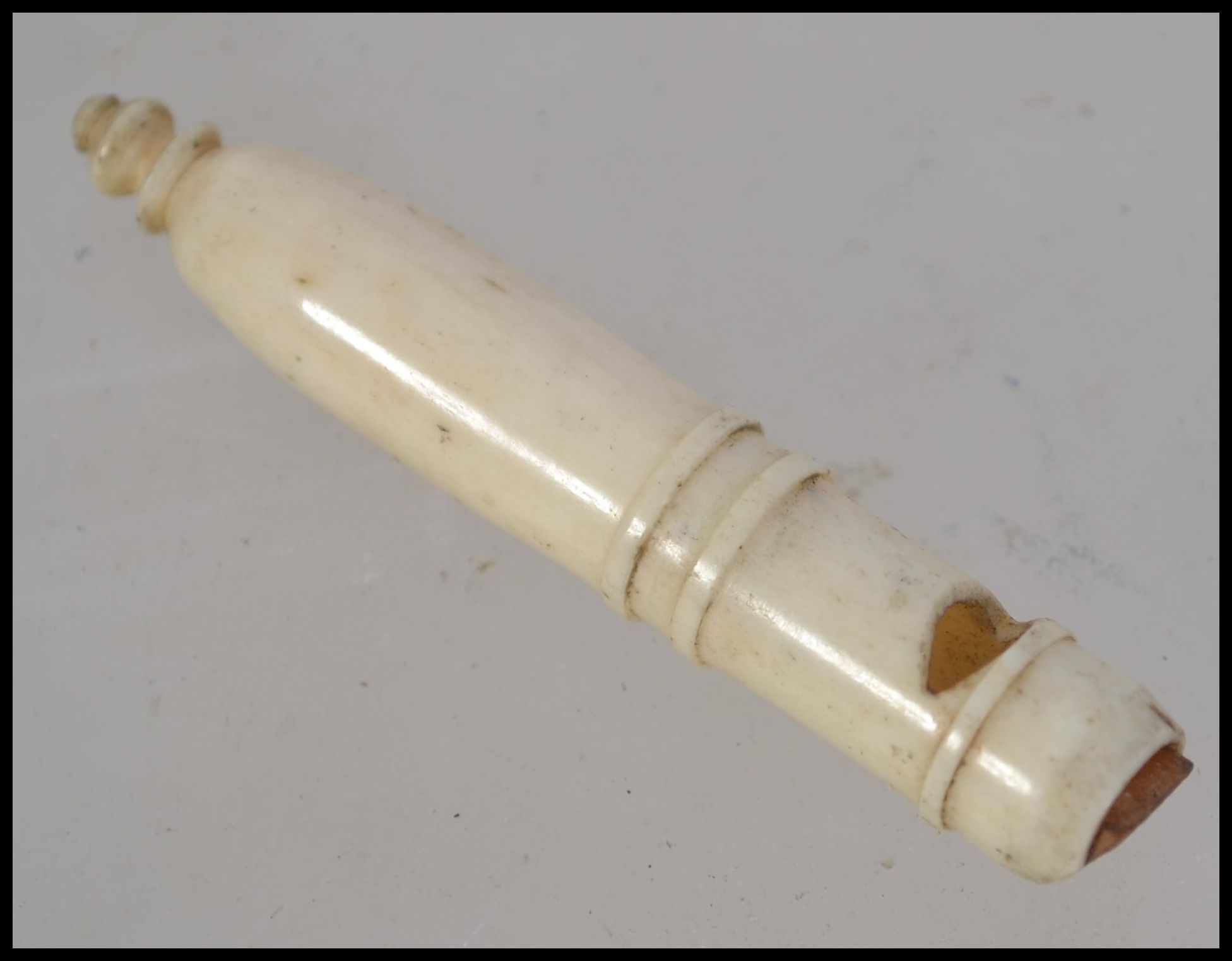 A 19th century carved bone whistle, probably Napoleonic prisoner of war ...