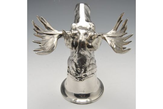 An early twentieth century German cast silver stirrup cup realistically ...