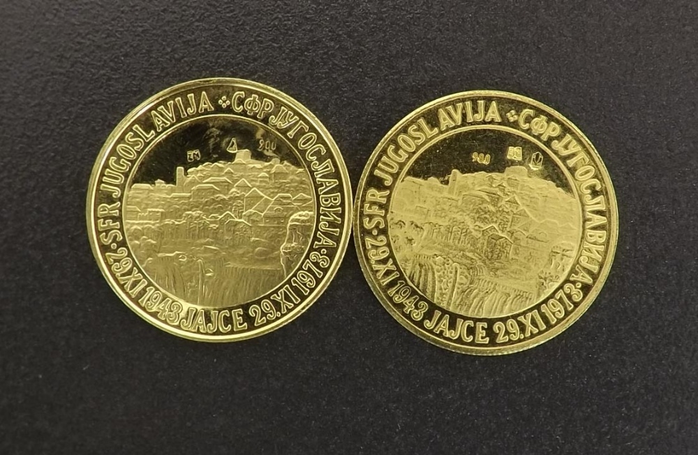 (23) Two Yugoslavia Josip Broz Tito 1973 gold coins, each 8gm, 24mm ...