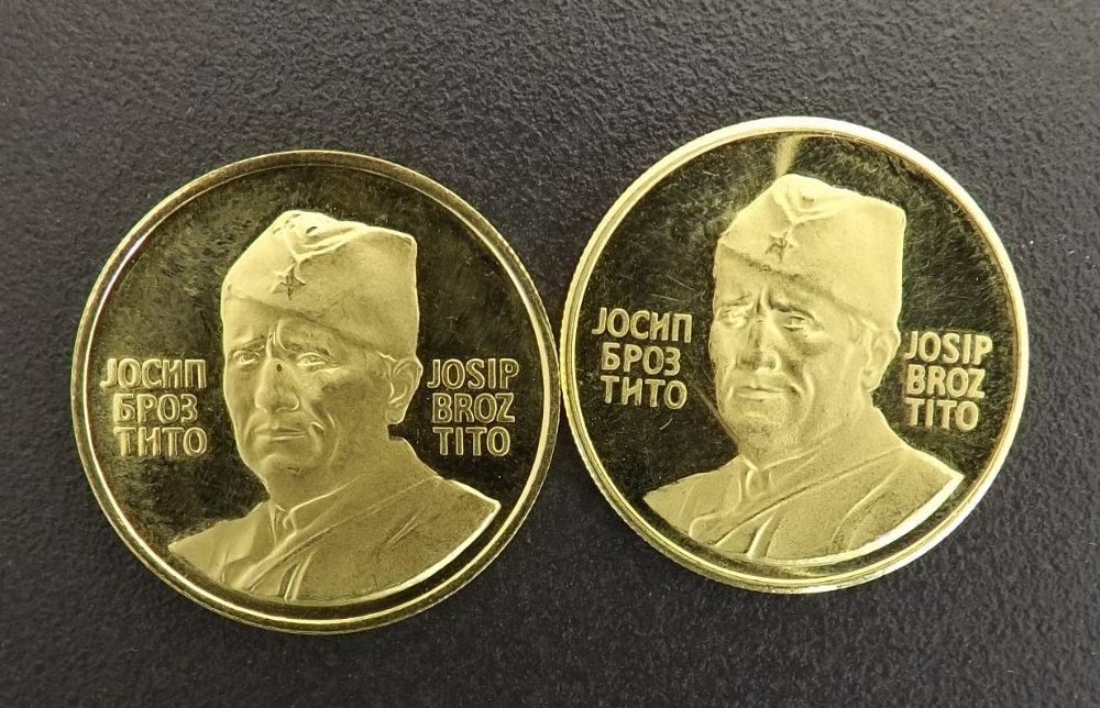 (23) Two Yugoslavia Josip Broz Tito 1973 gold coins, each 8gm, 24mm ...