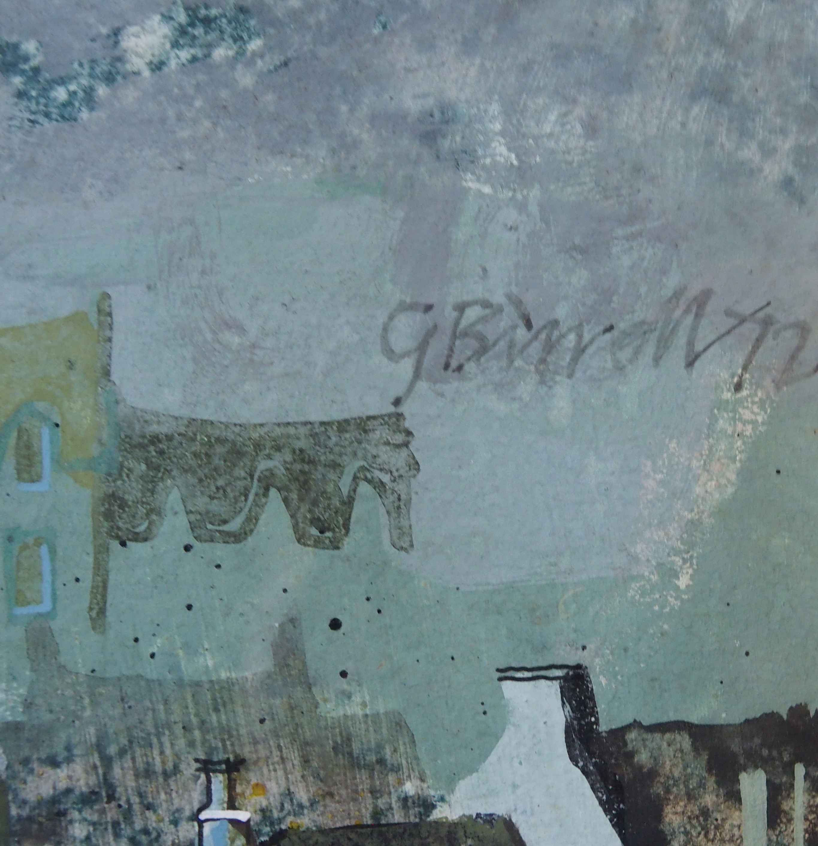 •GEORGE BIRRELL (Scottish b. 1950) FISHING VILLAGE Gouache, signed and ...