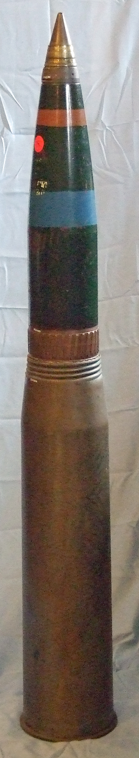 Ammunition for a British QF 4.5 Inch Naval gun, brass cartridge case ...
