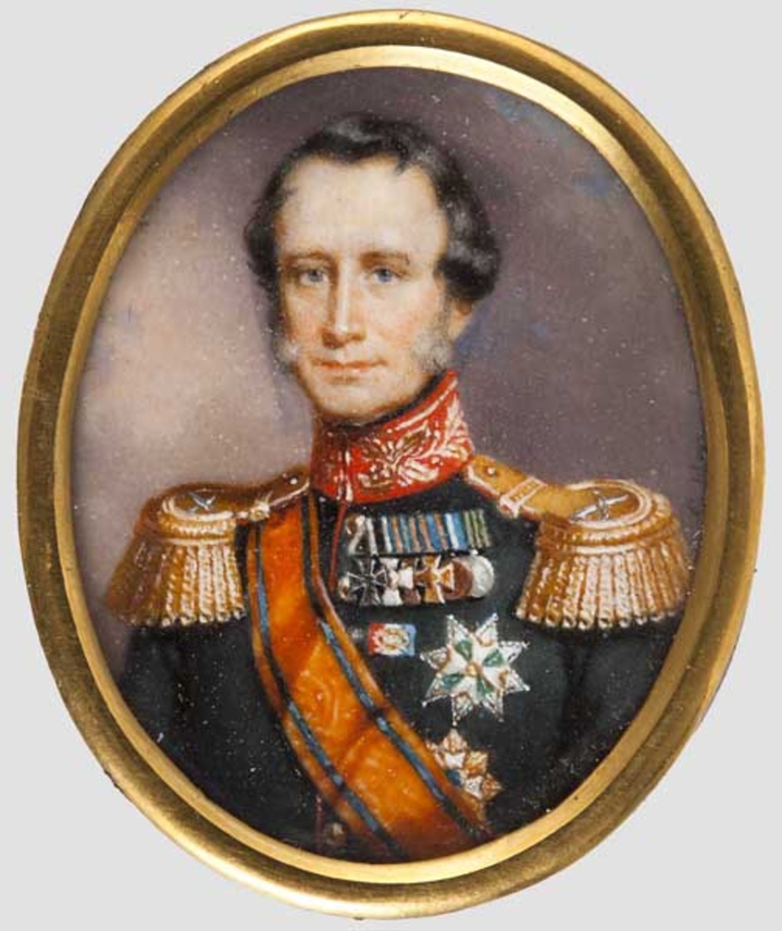 König Wilhelm II. (1792 - 1849) - Portraitminiatur von Johann Conrad ...