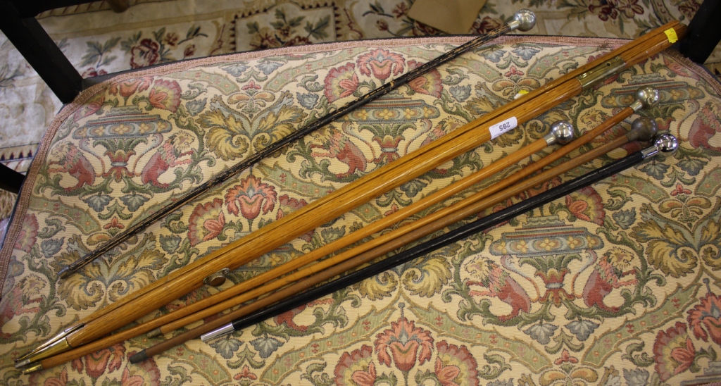 Four regimental swagger sticks: Royal Artillery x 2, The Rifle Brigade ...